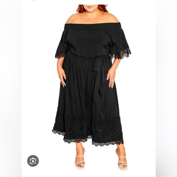 City Chic | Dresses | City Chic Sun Black Off Shoulder Maxi Dress Size ...